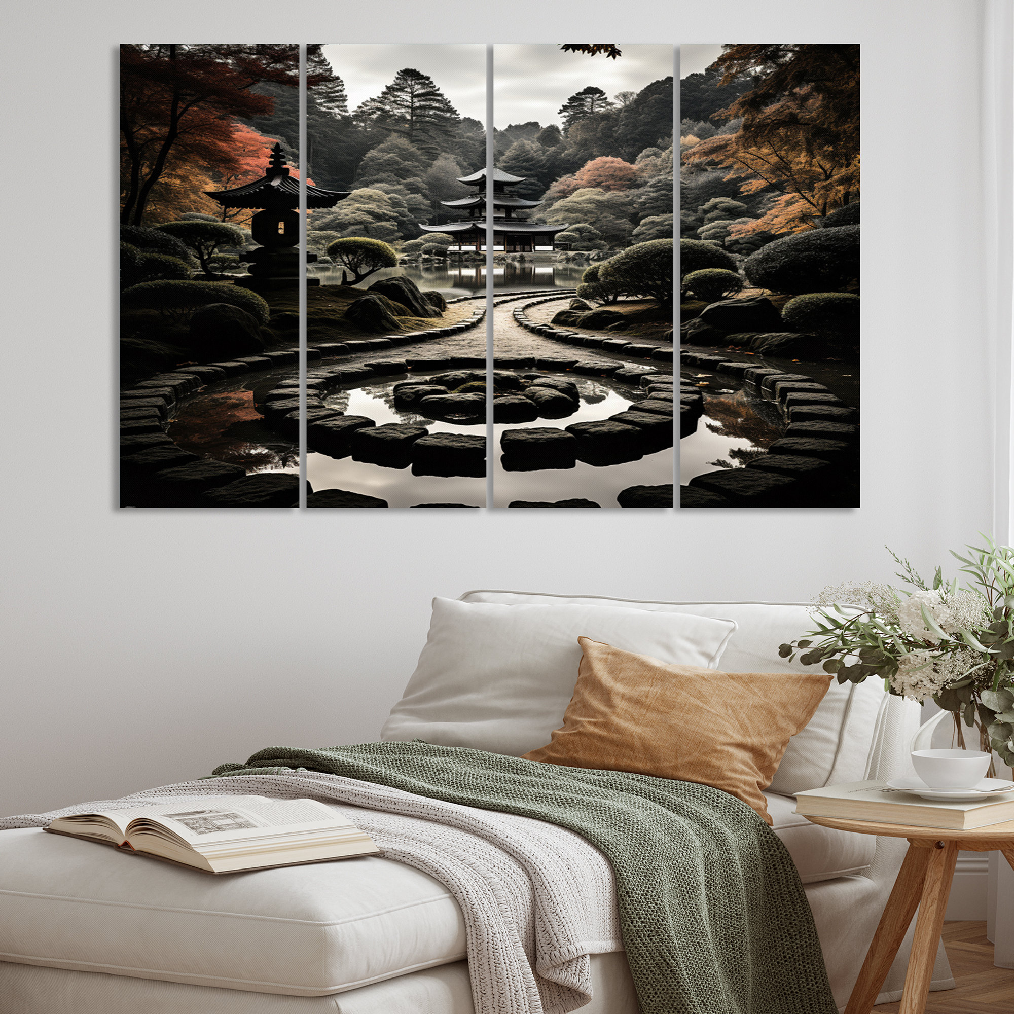 Charlton Home Japon Art Zen Garden Serenity II - Japanese Canvas Wall Art - 4 Panels - Wayfair ...